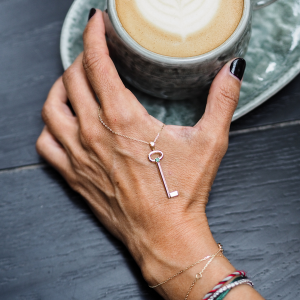 Tiba Key of Return Necklace – 18K Gold & Emerald | Palestinian Symbol ...